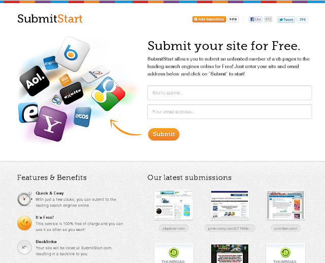 Submit your blog for FREE to popular search engines with SubmitStart