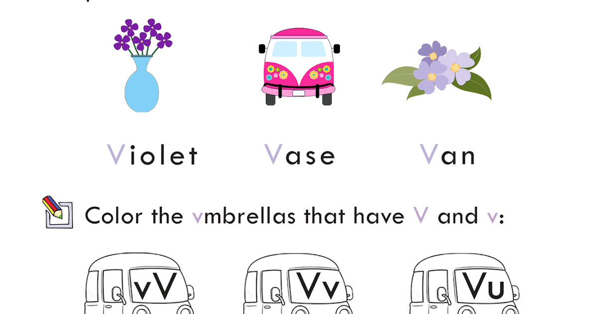 Activity Worksheet -1 Letter -V- for kids