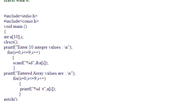 C program to read and print one dimensional array