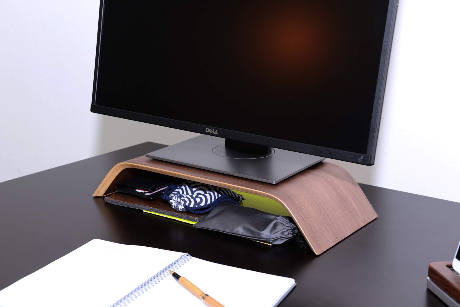 SAMDI WALNUT MONITOR STAND: NATURAL DESIGN - Open Kloset By Karina