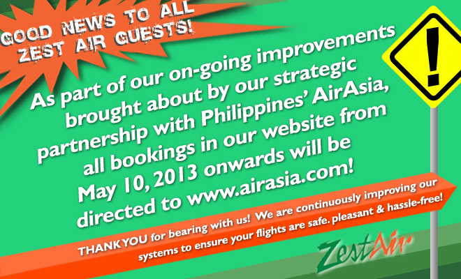 Public Announcement: Zest Air Flights Will Now Be Booked at AirAsia ...