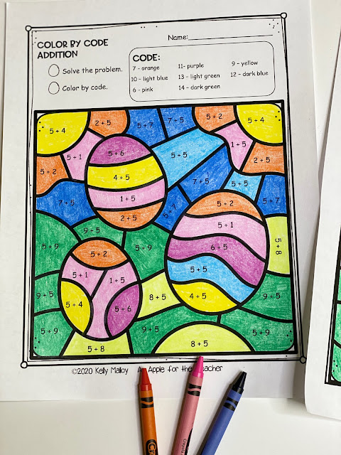 An Apple For The Teacher: Easter Color By Number Worksheets