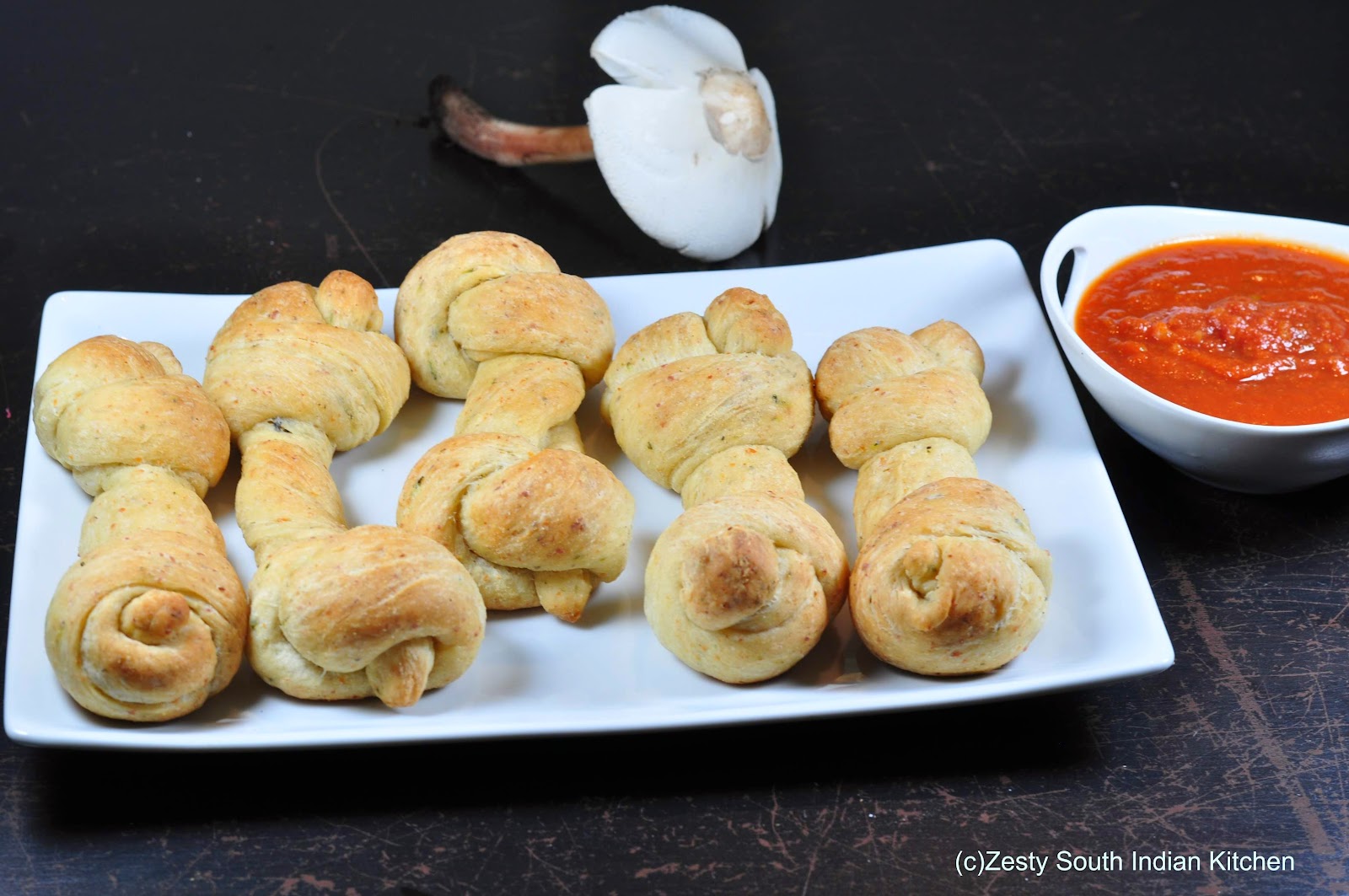 Herbed Bread Sticks Bones for Halloween - Zesty South Indian Kitchen