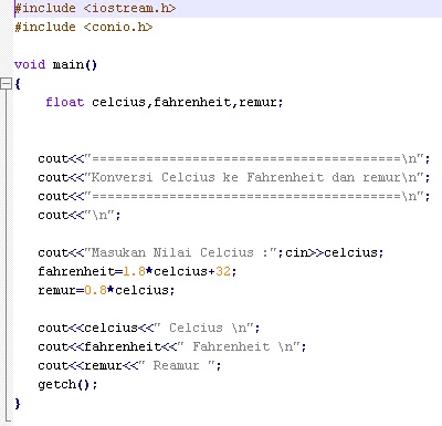 Artikel IT: Contoh Program Konversi Celcius ke Fahrenheit, dan Reamur ...