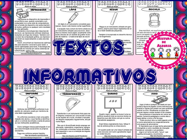 TEXTOS INFORMATIVOS - OBJETOS ESCOLARES - ATIVIDADES ANOS INICIAIS COM ...