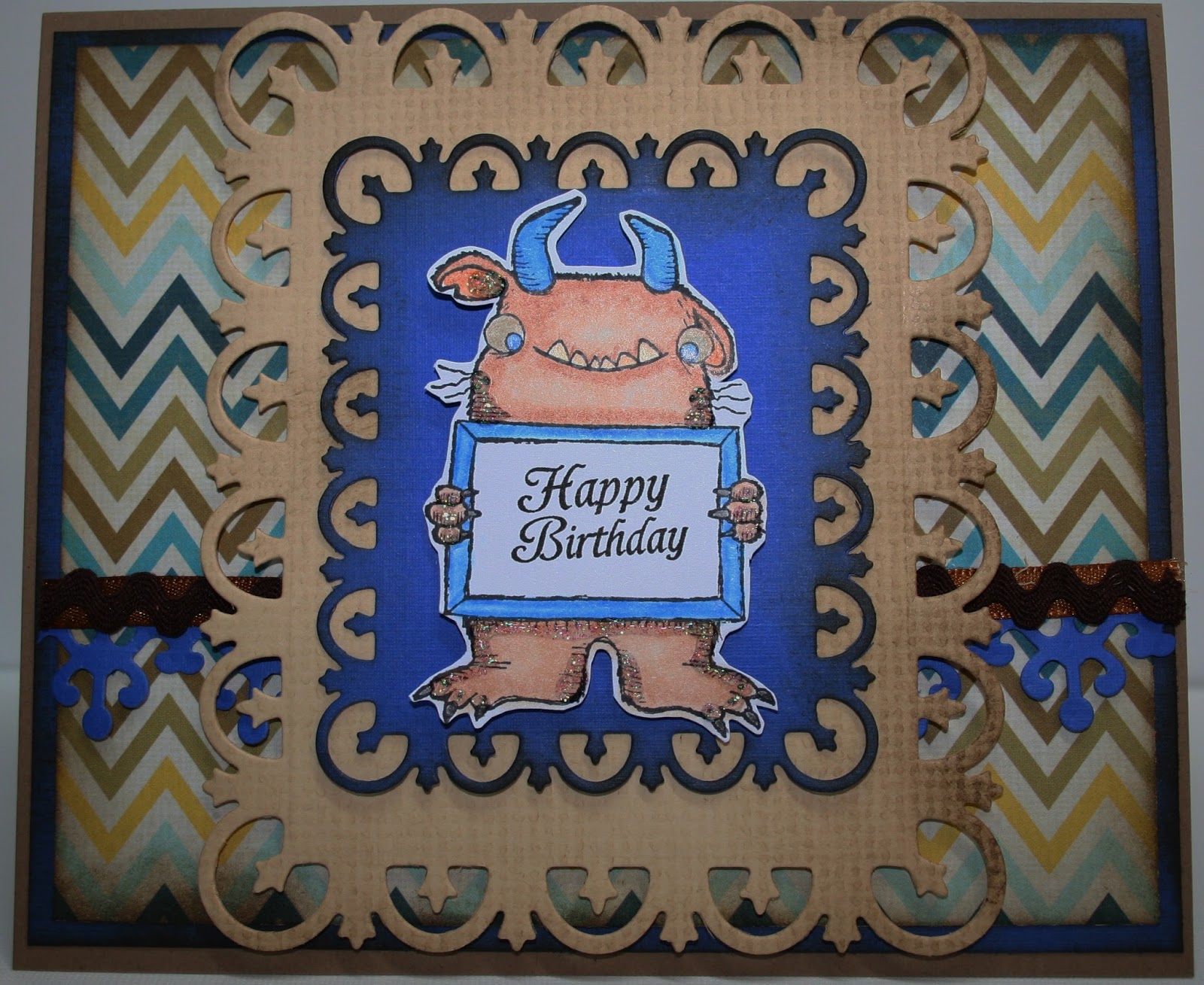 Rebecca from The Rock Crafty Corner: Monster Birthday Card