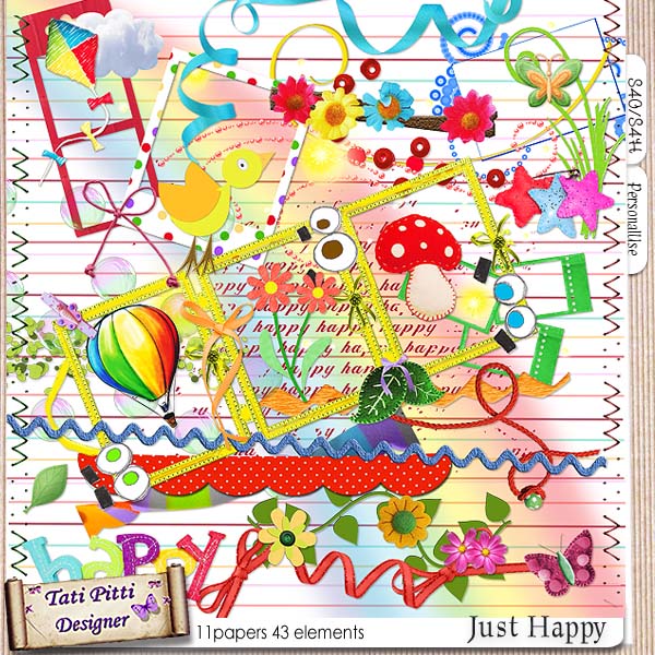 Scrapbook kits e Freebies: My New kit scrapbook Digital -" Just Happy"