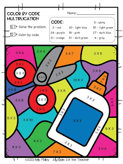 An Apple For The Teacher: Back to School Color by Number Worksheets