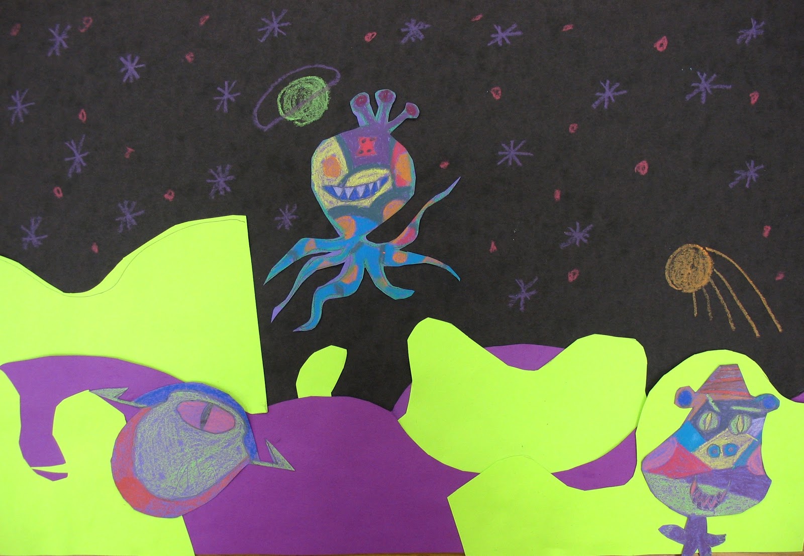 Kimberly Cheifer, Art Teacher: Grade 3, Alien Landscape Collage