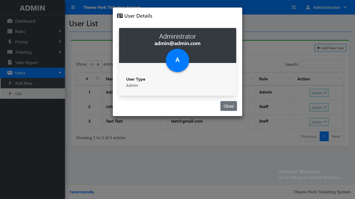Park Ticketing Management System in PHP MySQL with Source Code