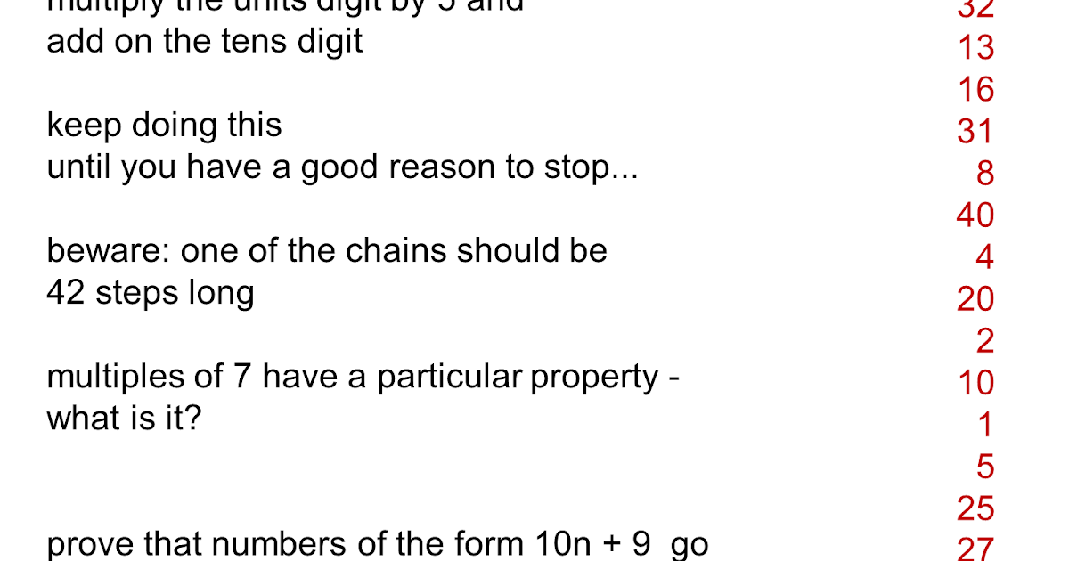 MEDIAN Don Steward mathematics teaching: number chain