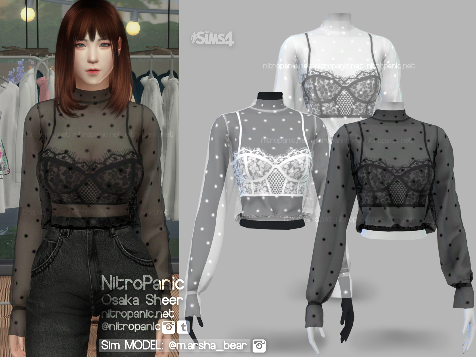 Osaka Sheer Tops for The Sims 4