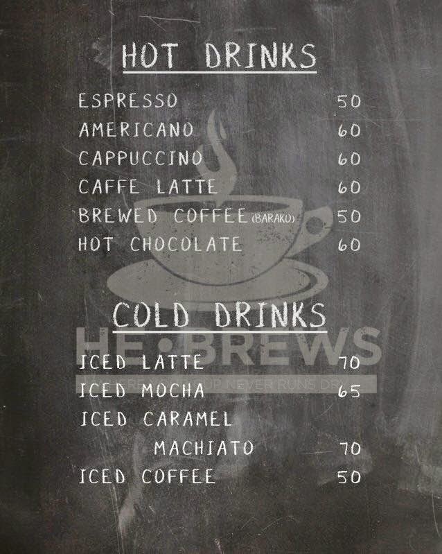 Our Menu | He Brews Cafe - Batangas City
