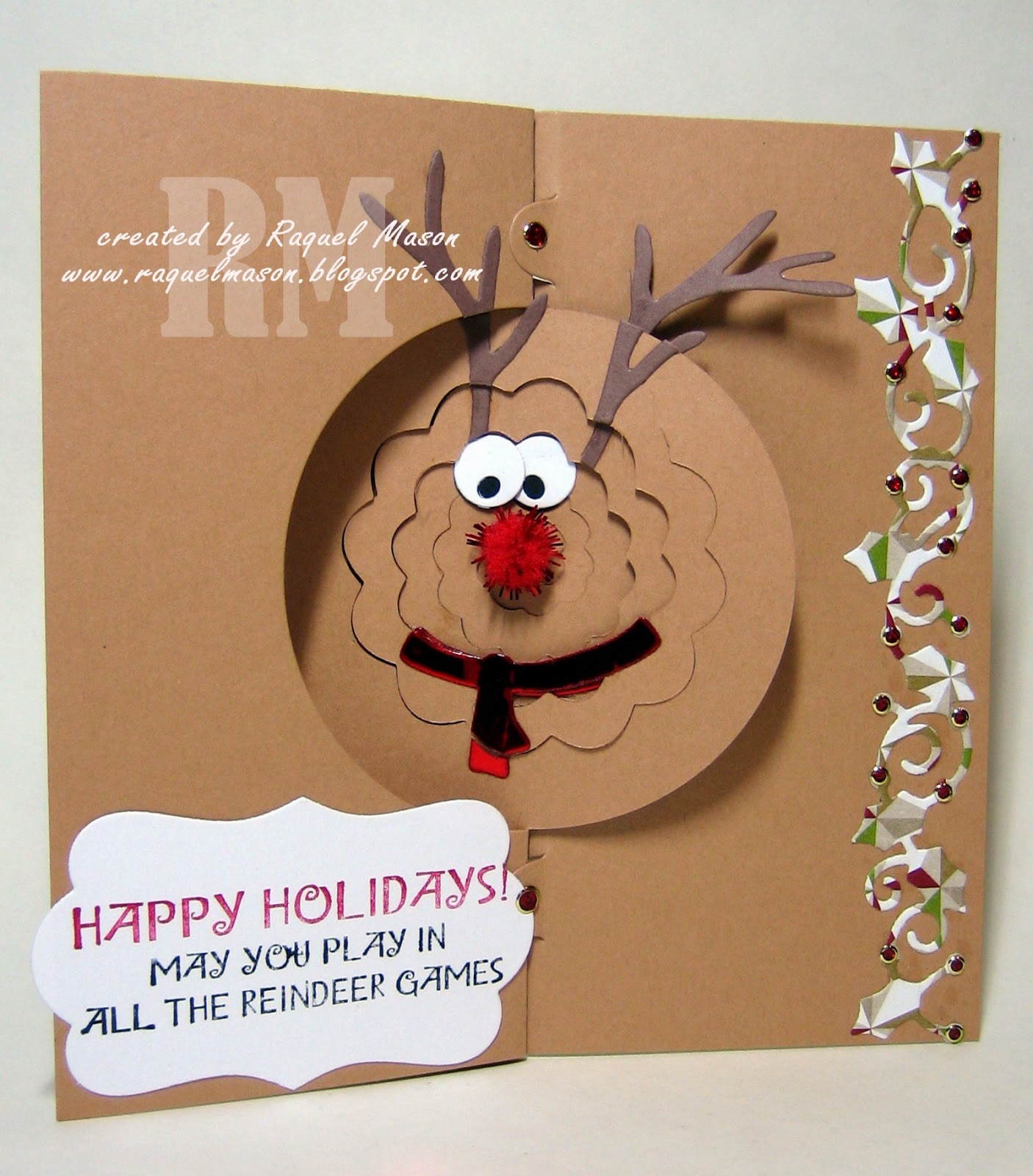 Raquel's Stampin' Blog: Rudolph Spiral Circle Pull Card
