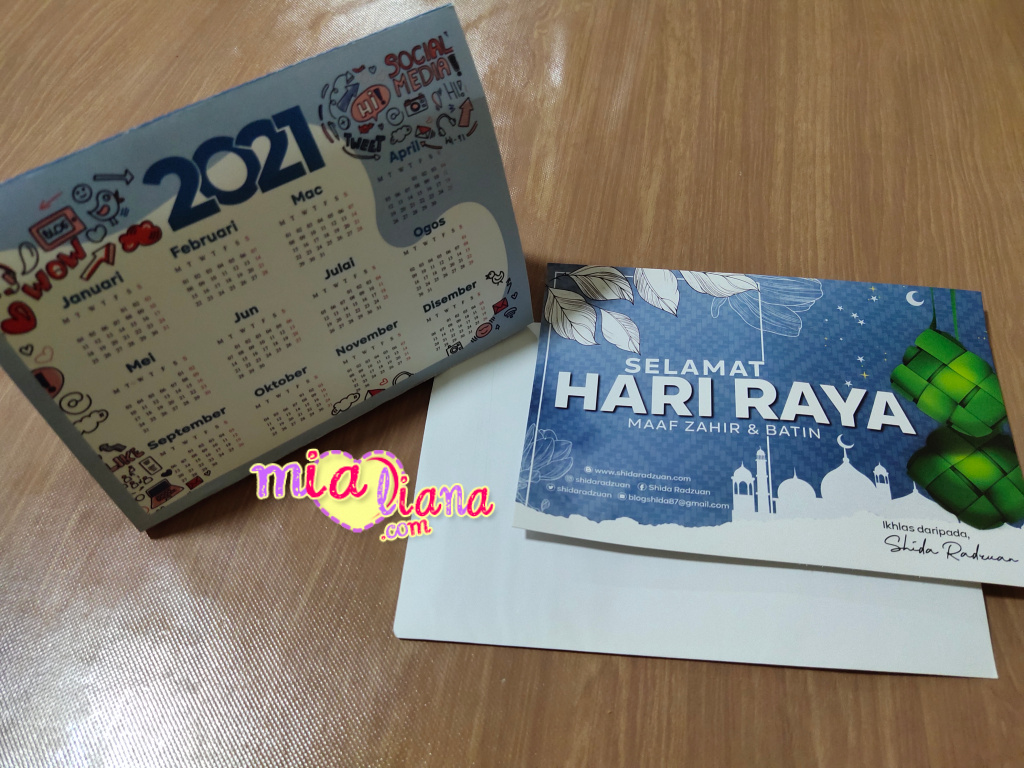 Dapat Kad Hari Raya dan Kalendar Comel 2021 Dari Shida