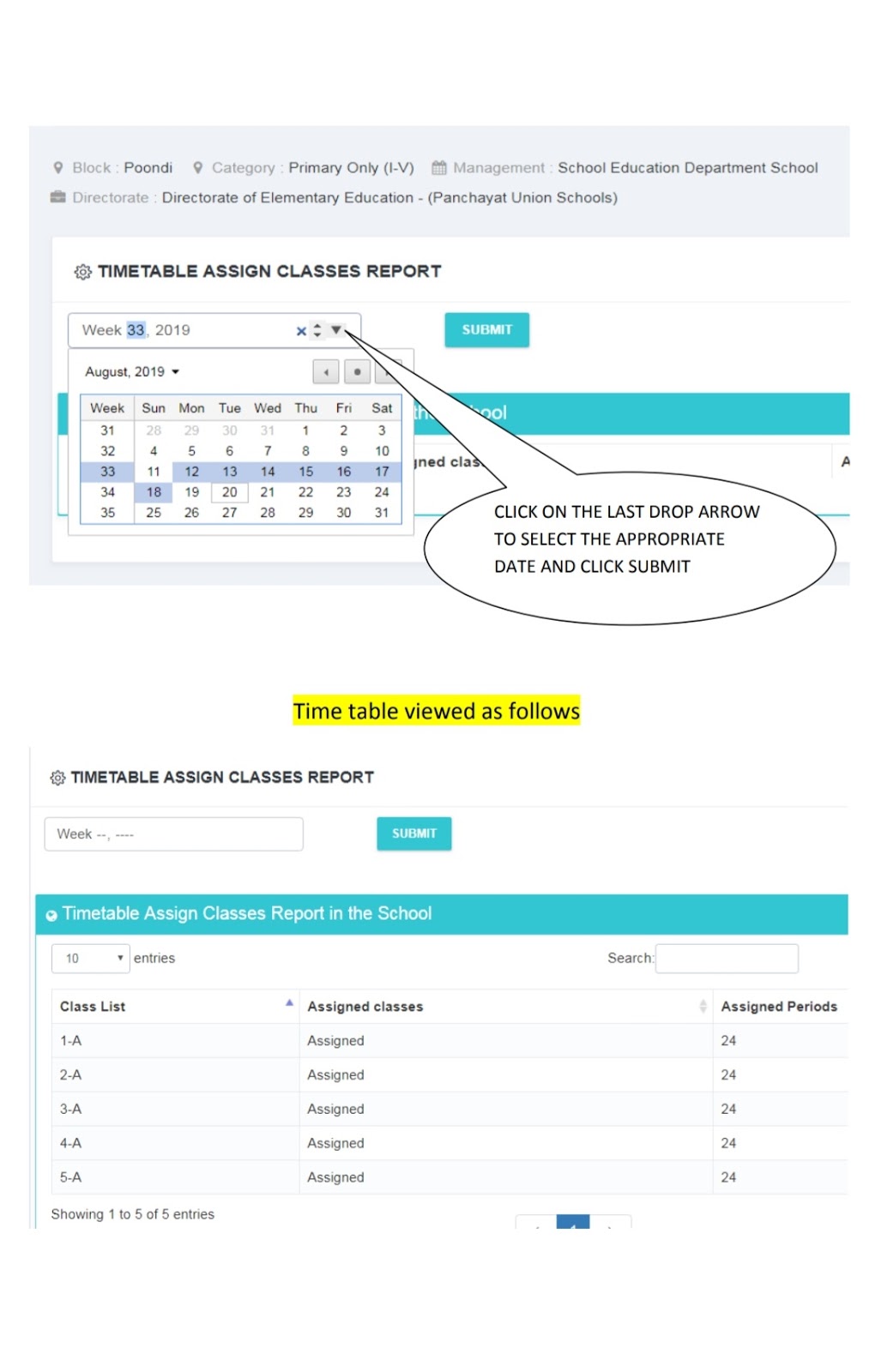 EMIS TIME TABLE CREATION