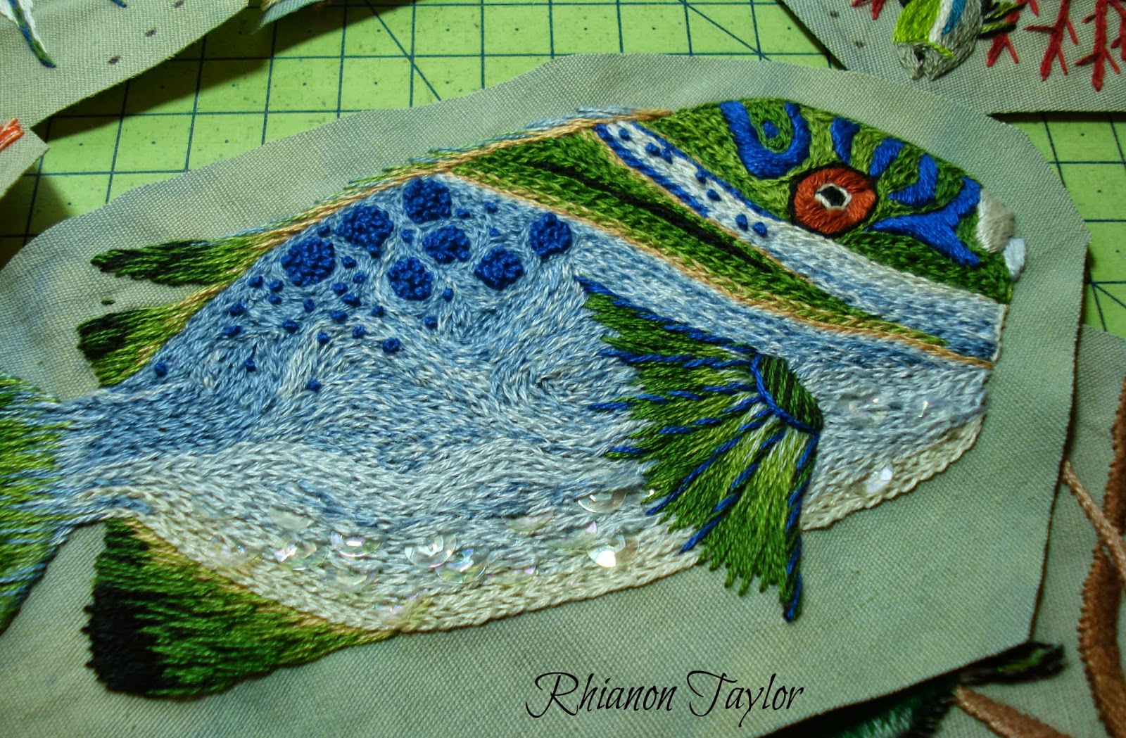 The Nifty Stitcher: Embroidered Fish - My Oldest UFO