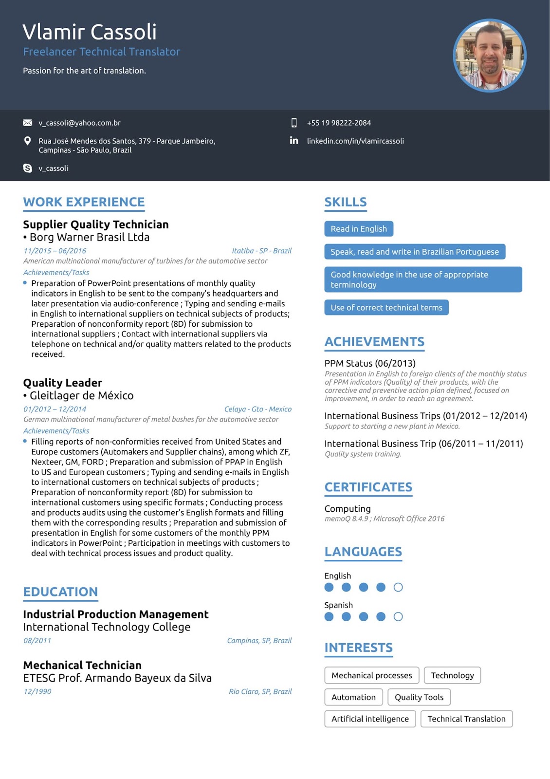 Tradutor Técnico Freelancer > Inglês-Português / Português-Inglês