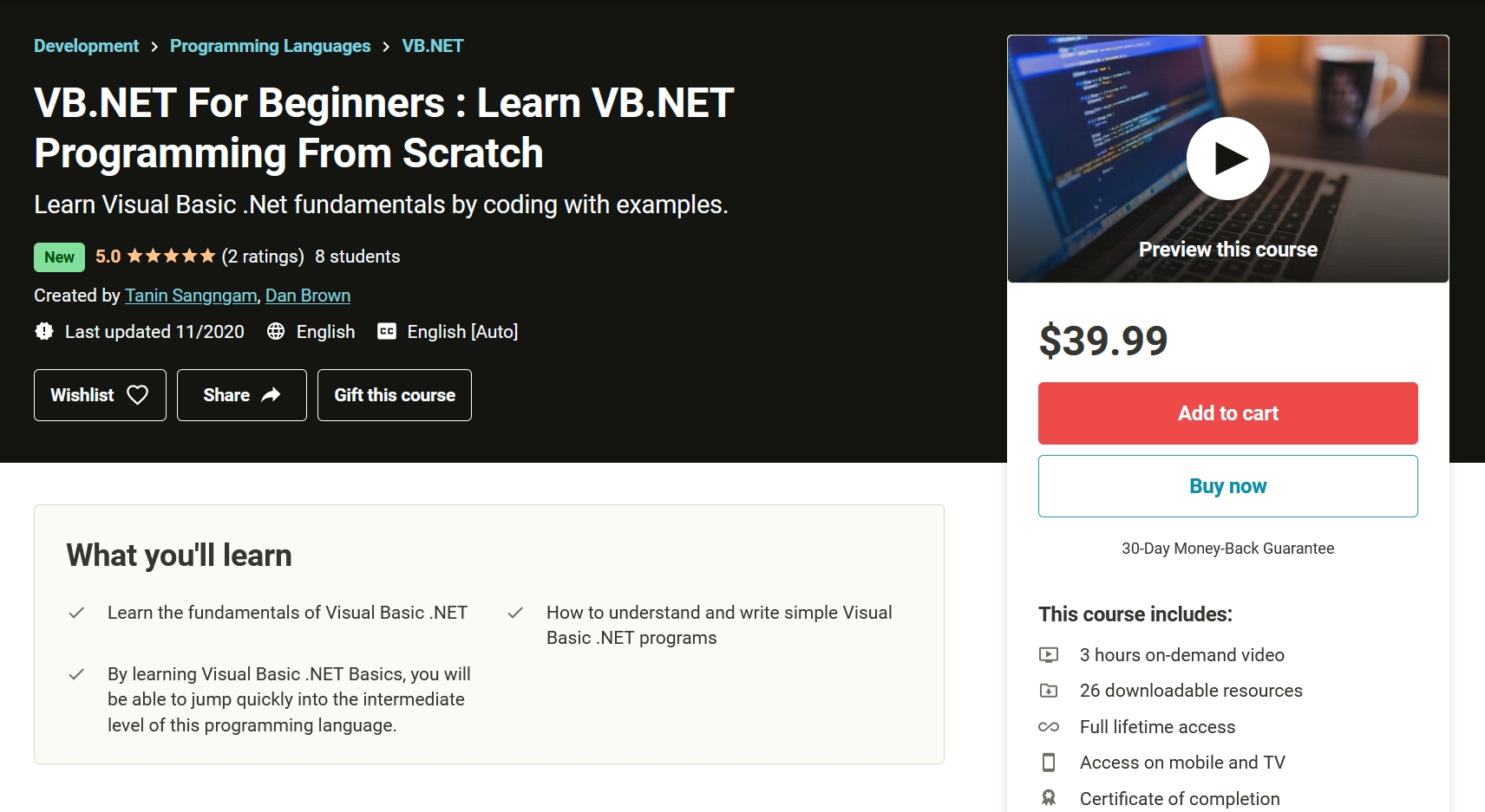 Free Online Course - Visual Basic .NET Programming for Complete Beginners