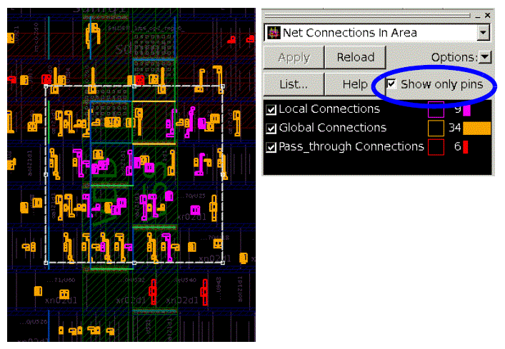 VLSI Physical Design: Net Connections in Area Visual Mode