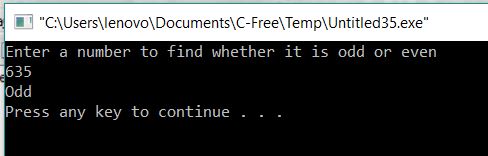 All C Programs: Odd or Even number using Bitwise Operations