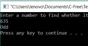 All C Programs: Odd or Even number using Bitwise Operations