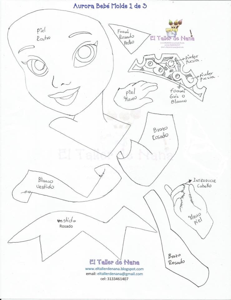 Eu Amo Artesanato: Princesa Aurora em Eva com Molde(A Bela Adormecida)