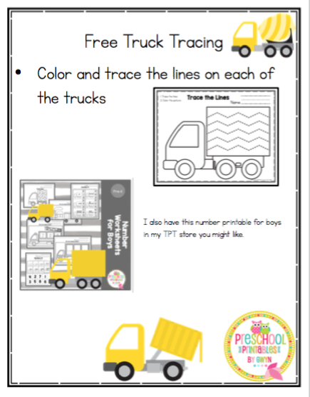 Free Truck Tracing Lines ~ Preschool Printables