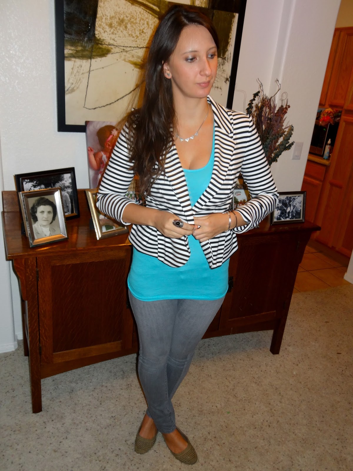 Lunavida Black And White Striped Blazer A Pop Of Color