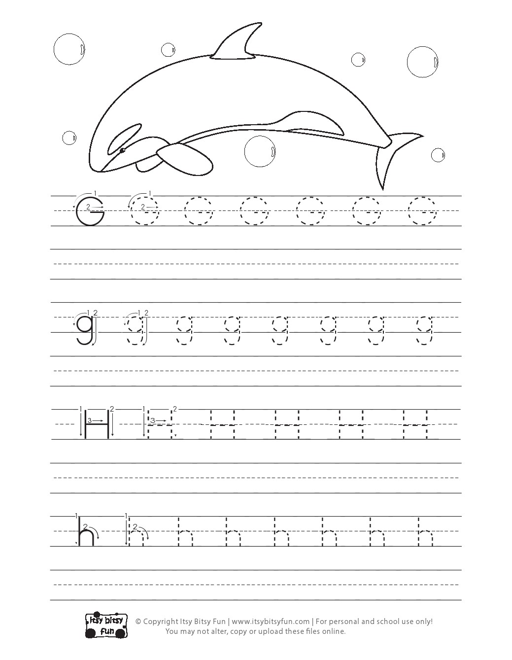 Ocean Animals Handwriting Worksheets and PDF