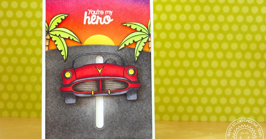 Sunny Studio: Interactive Slider Car Father's Day Card with Eloise
