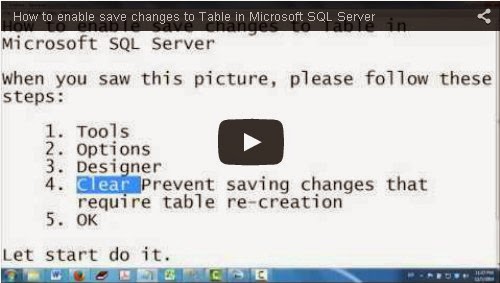 How to enable save changes to Table in Microsoft SQL Server ~ Video ...