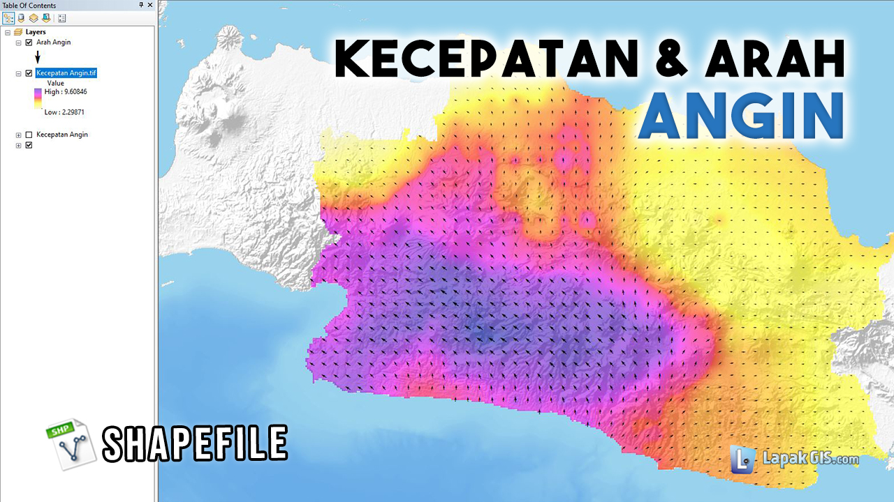 Shapefile Kecepatan dan Arah Angin Indonesia - Lapak GIS