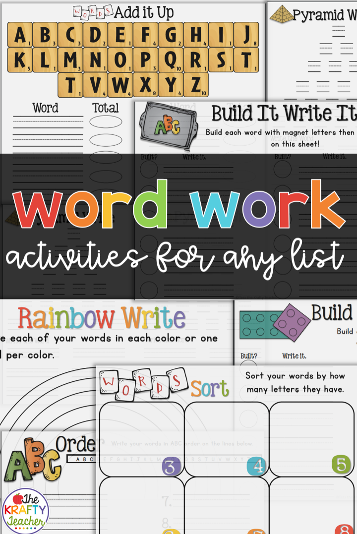 Word Work Activities for K-2 - The Krafty Teacher