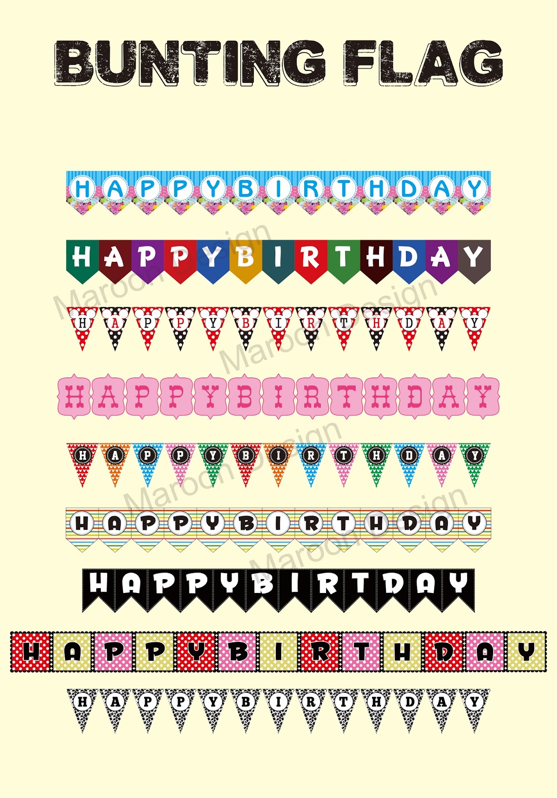 Bunting Flag Keren - Maroon Tempalte