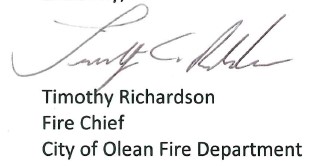 Wellsville Regional News (dot) com: City of Olean Fire Department Press Release