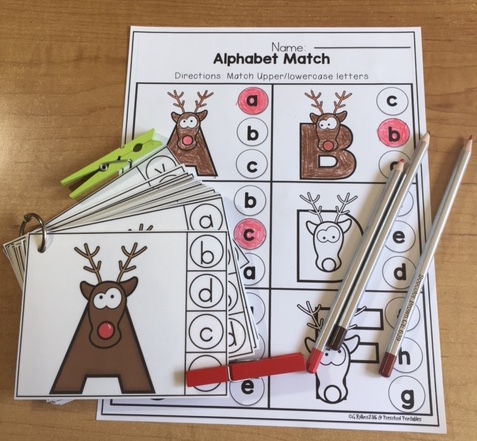 Rudolph Alphabet Clip Cards and Worksheets ~ Preschool Printables