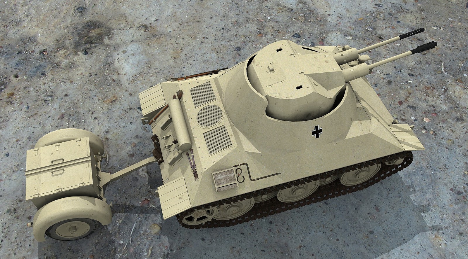 SketchUP Power 草圖力量: SPERBER (E25 Kugelblitz) E25 球型閃電防空砲 (Paper tank ...