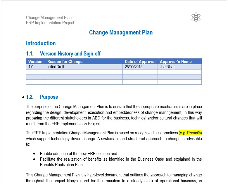 Change Management Plan Template Sample And Example Project Change Management Plan Template Sample And Example Project