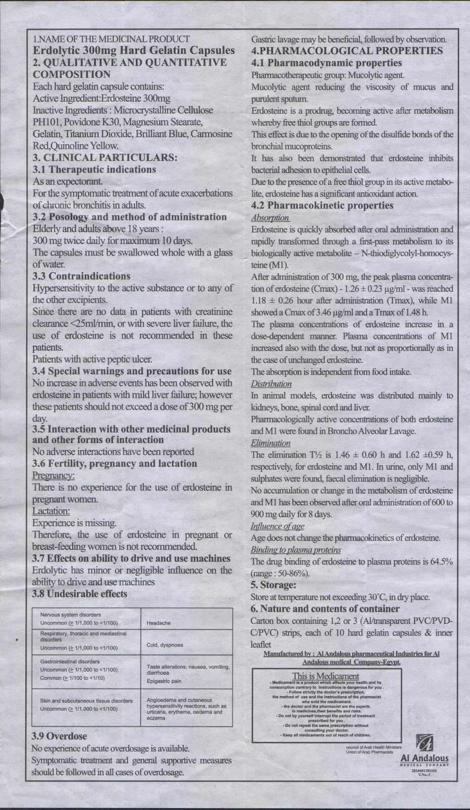 Drug Pamphlet: Erdolytic