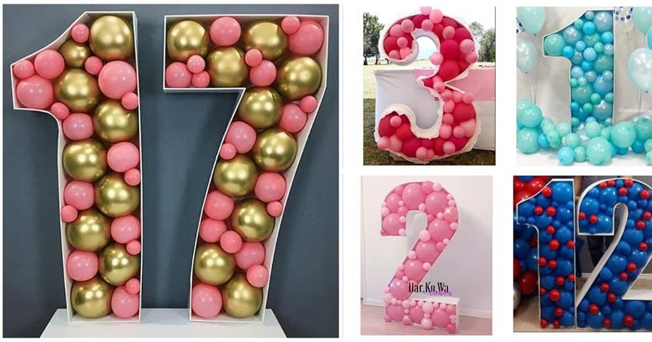 Como hacer números con globos usando la técnica mosaico