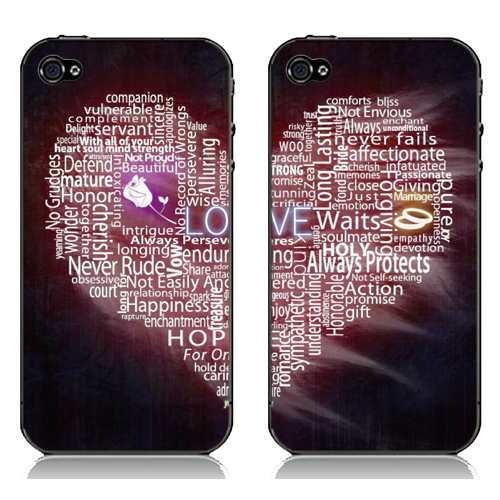 Diy cell phone cases: Heart Pattern Hard Case for Couple Lovers iPhone 4 4S