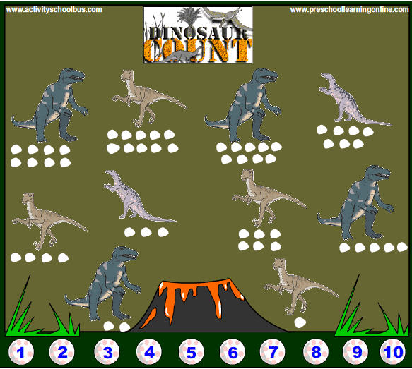 Dinosaur Learn to Count Game for Kids :: Preschool Learning Online ...