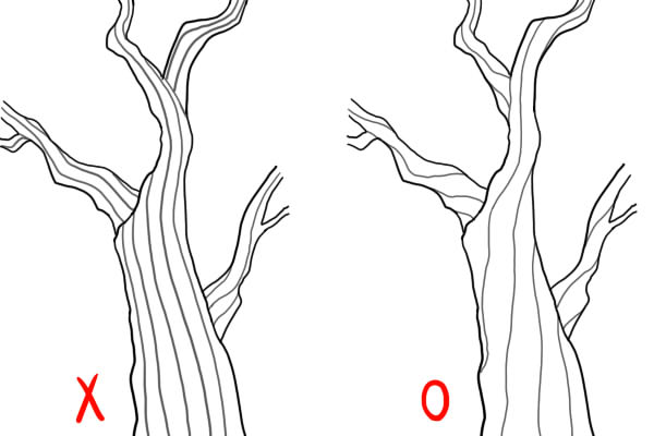 How to draw a tree trunk - Draw Lines Art