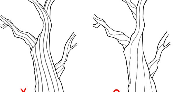 How to draw a tree trunk - Draw Lines Art