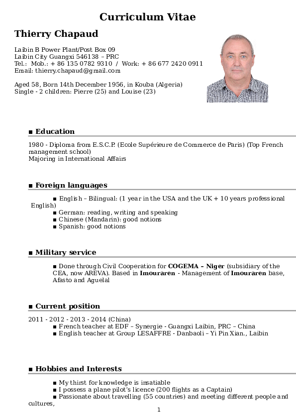 Curriculum Vitae Hobbies - Birthday Letter