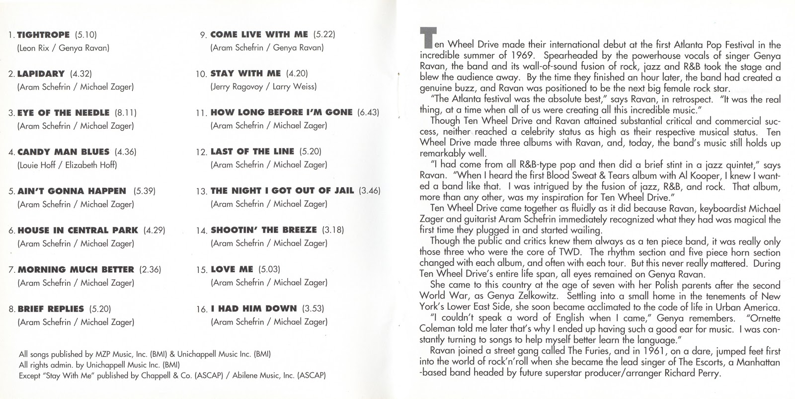 1995 The Best of Ten Wheel Drive with Genya Ravan - Ten Wheel Drive ...