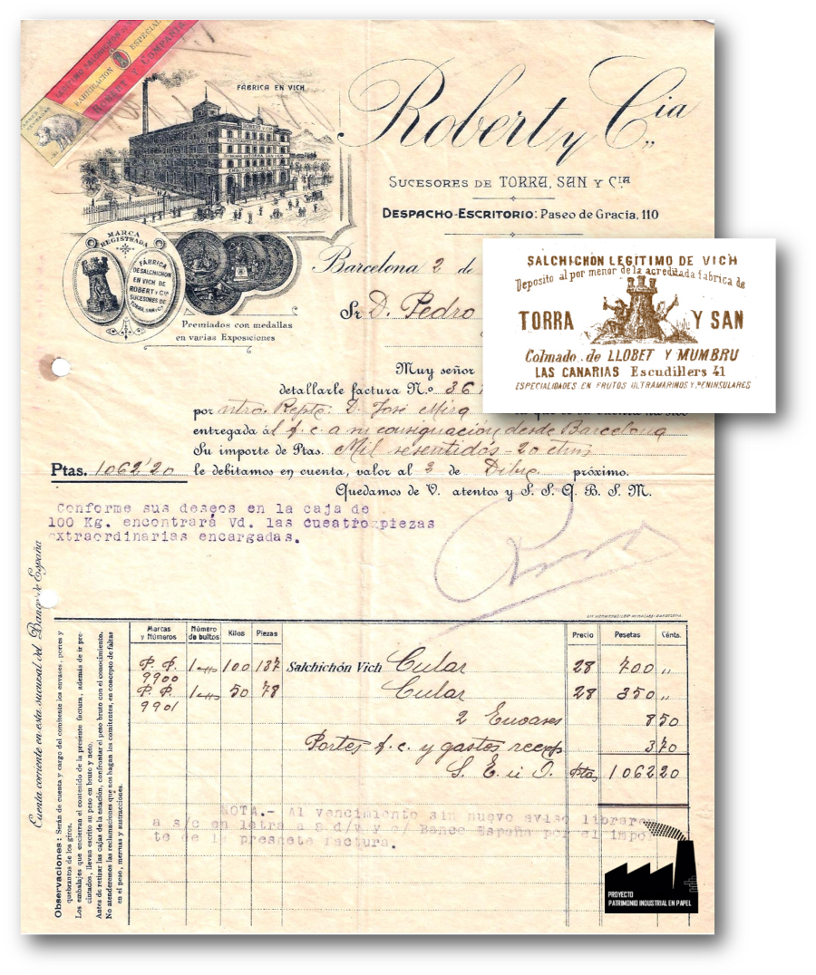 DOC. 1916. ROBERT Y CÍA. SUCESORES DE TORRA Y SAN Y CÍA. LOS ...