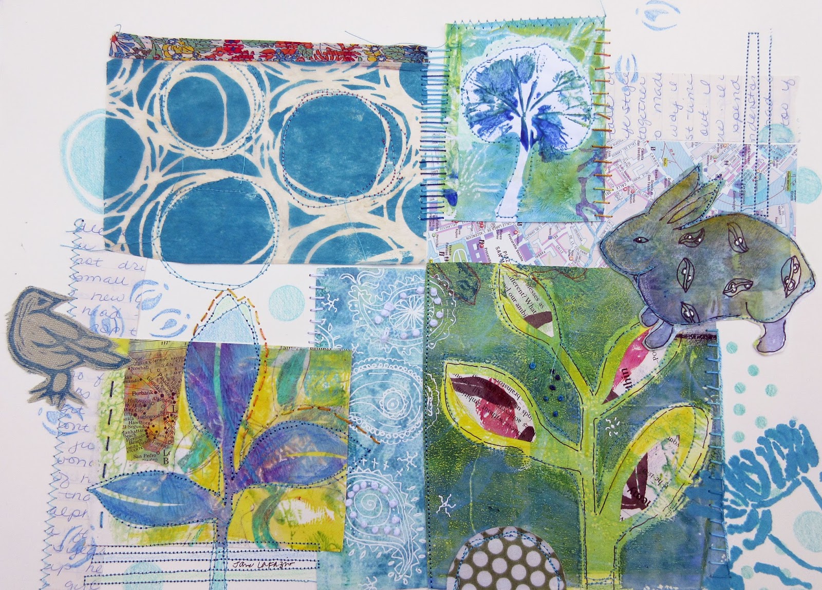 JaneVille: Rabbit ~ a stitched collage