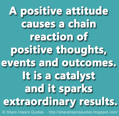 A positive attitude causes a chain reaction of positive thoughts ...